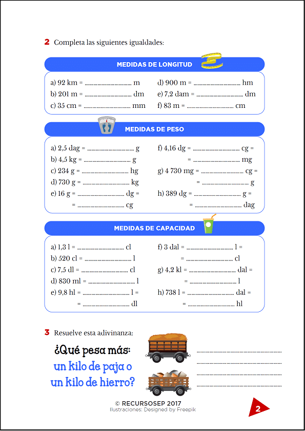 Medidas de longitud, peso y capacidad – Cuadernillo de actividades