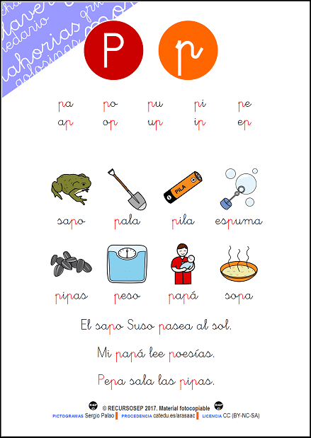 Cartilla para leer – P