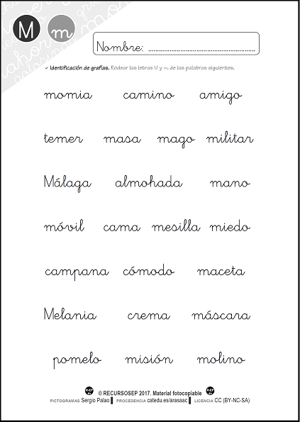 Cartilla para leer – M