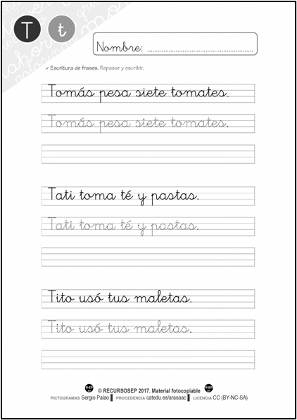 Cartilla para leer – T