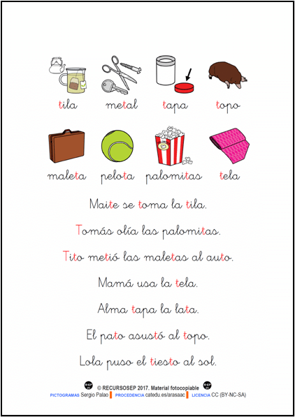 Cartilla para leer – T