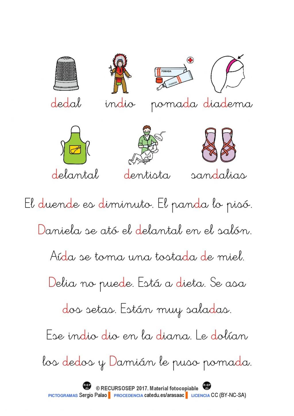 Cartilla para leer – D