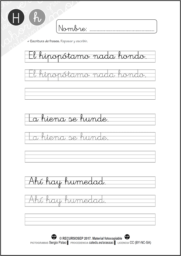 Cartilla para leer – H