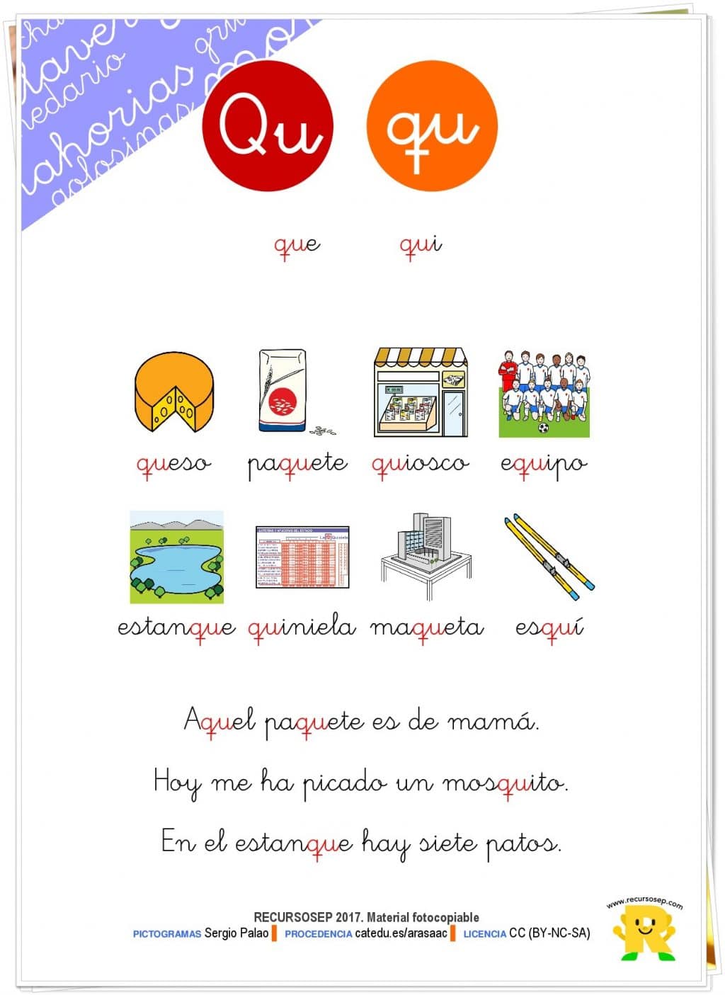 Taller de lectoescritura: LETRA Q – Hojas de lectura y actividades