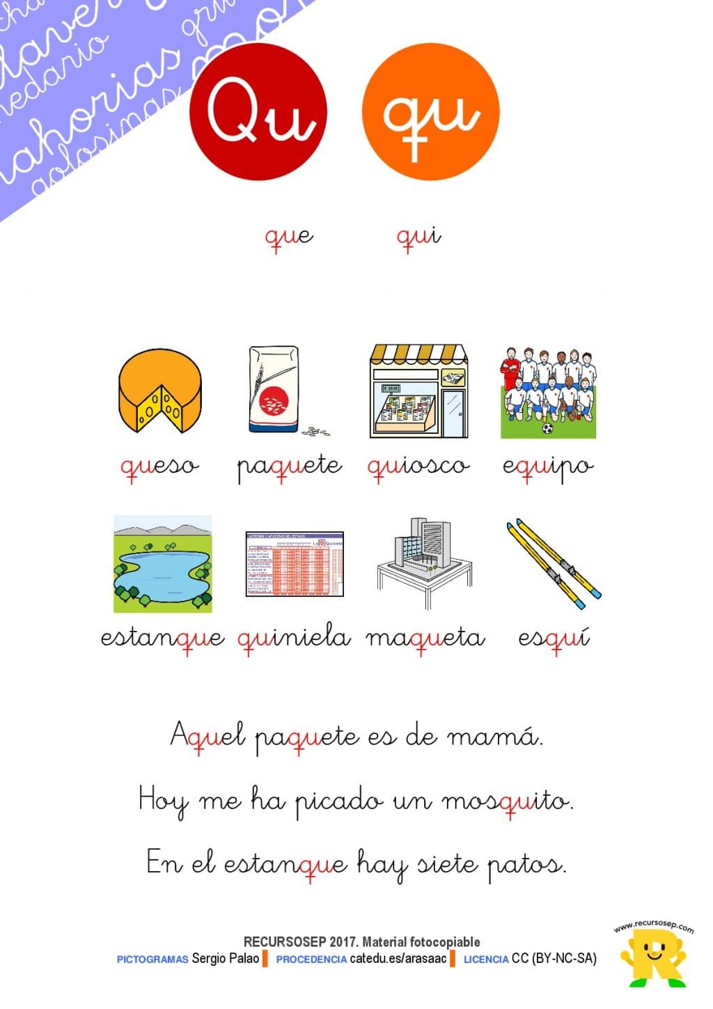 Taller de lectoescritura: LETRA Q – Hojas de lectura y actividades