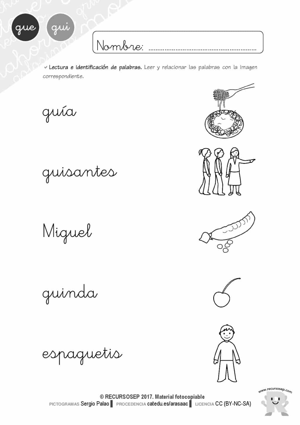 Cartilla para leer: GUE / GUI (recursos fotocopiables)