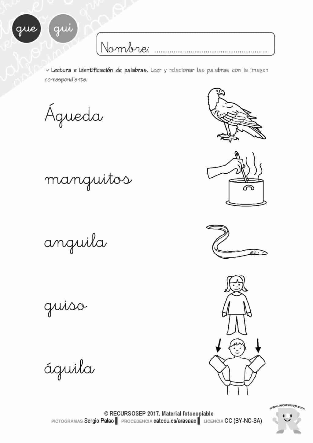 Cartilla para leer: GUE / GUI (recursos fotocopiables)