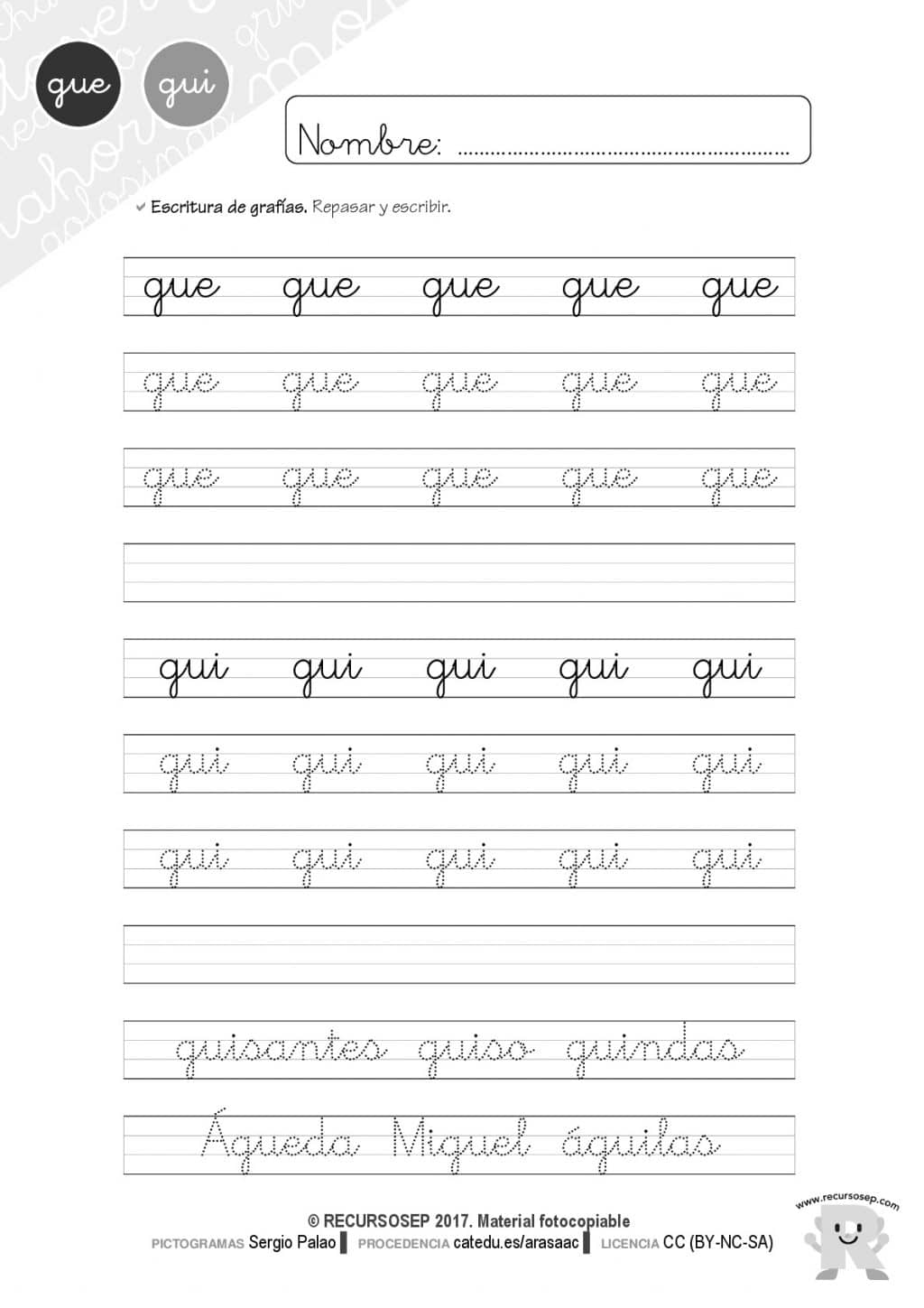 Cartilla para leer: GUE / GUI (recursos fotocopiables)