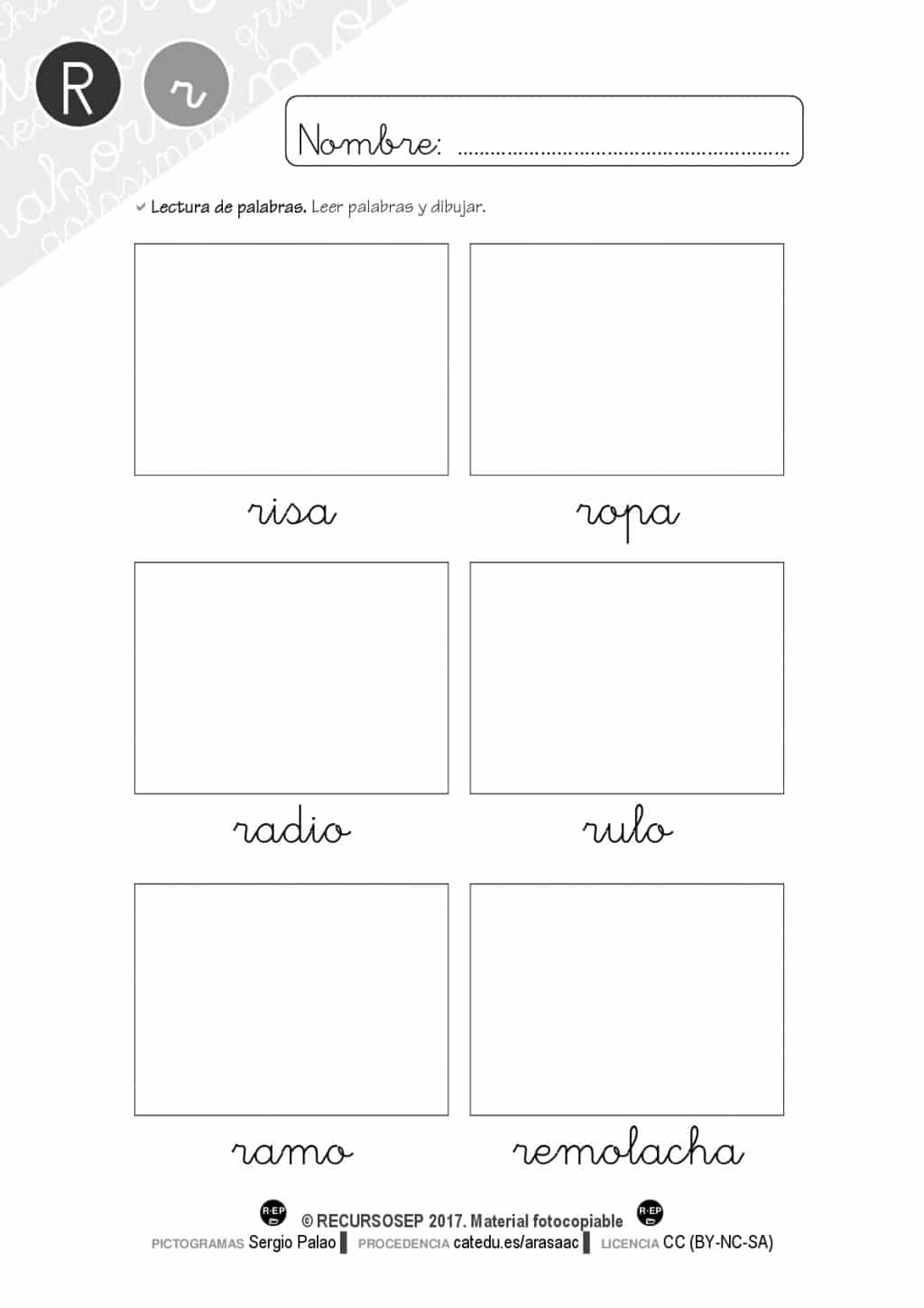 Material lectoescritura: LETRA R (Cartilla y batería de actividades)