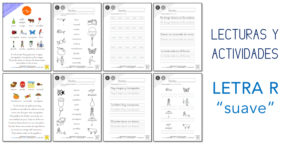 Material lectoescritura: LETRA R suave (Cartilla y batería de actividades)