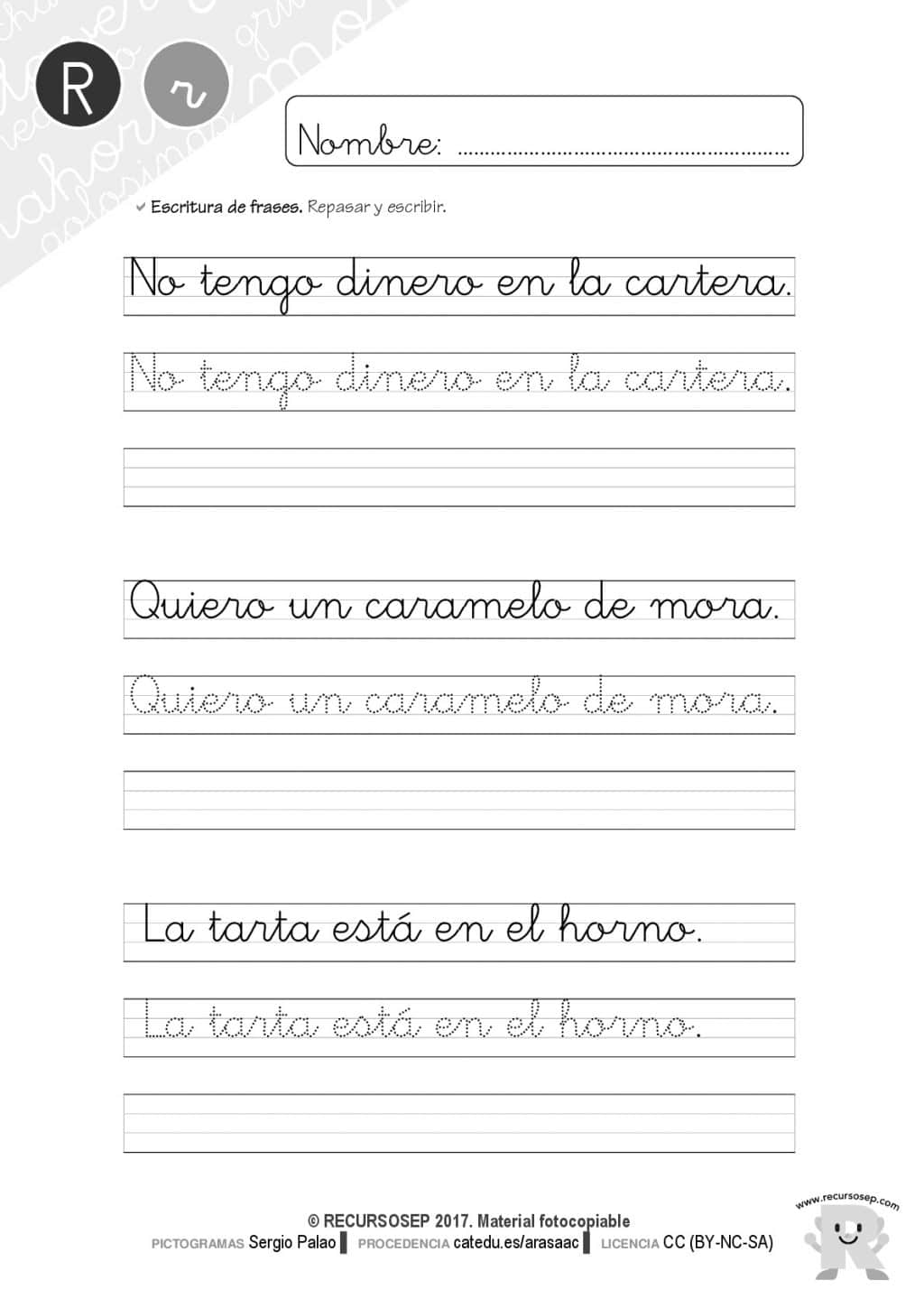 Material lectoescritura: LETRA R suave (Cartilla y batería de actividades)