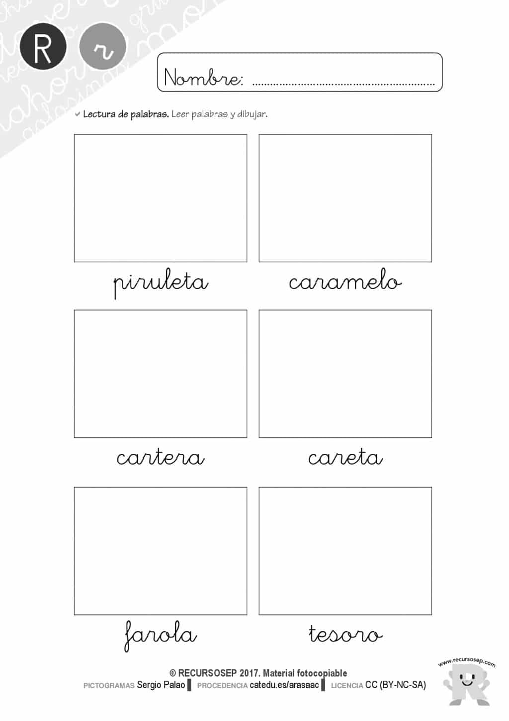 Material lectoescritura: LETRA R suave (Cartilla y batería de actividades)