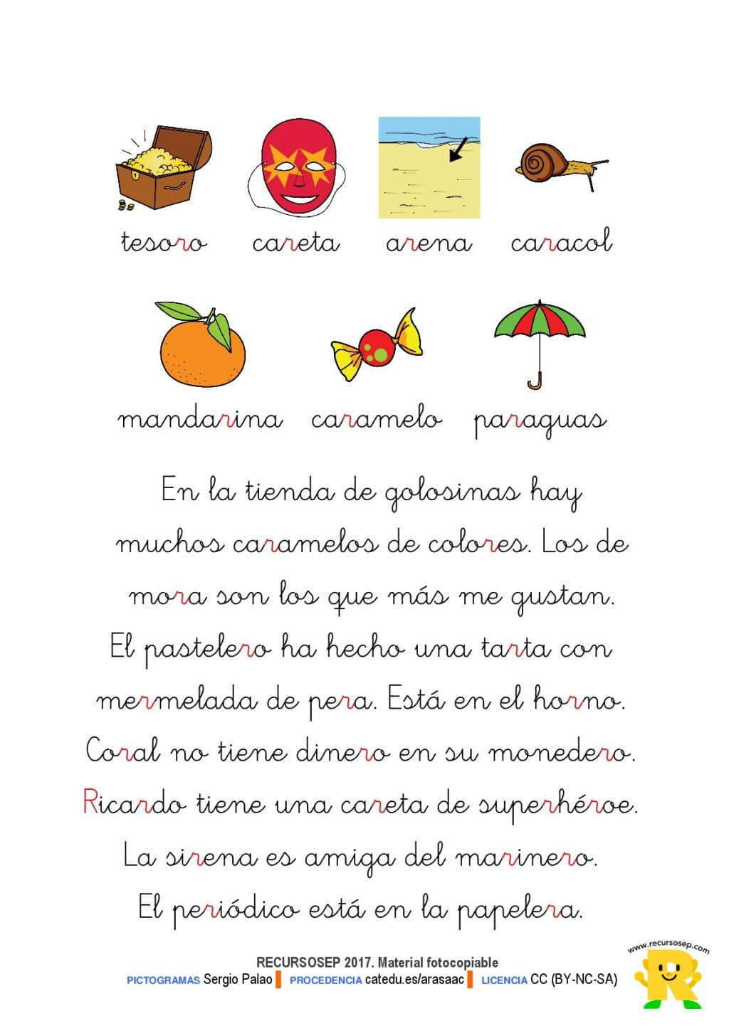 Material lectoescritura: LETRA R suave (Cartilla y batería de actividades)