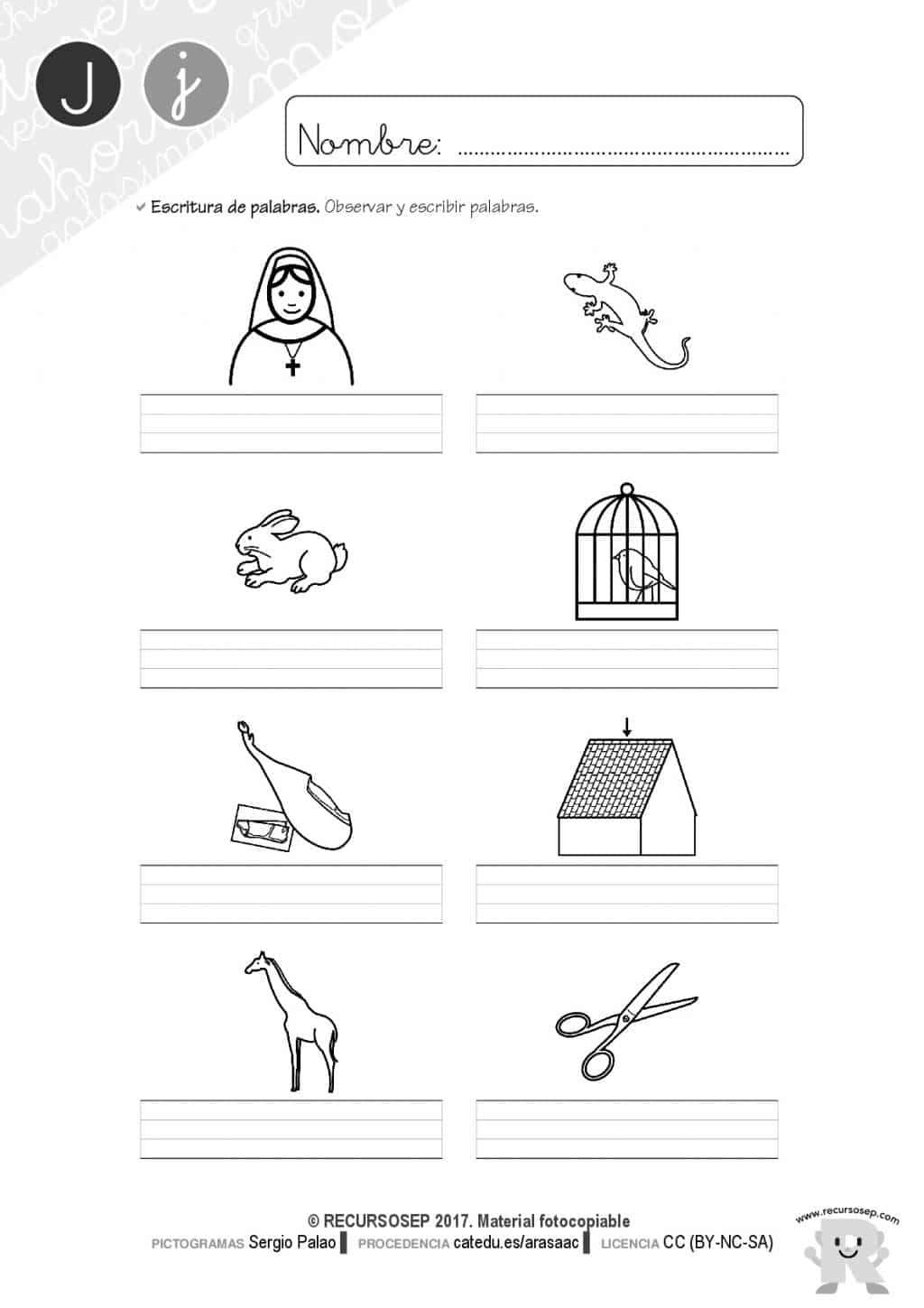 Taller de lectoescritura: CUADERNILLO LETRA J