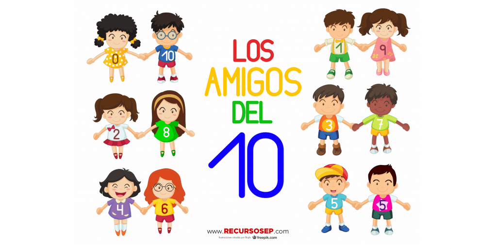 Amigos del 10: personajes con camisetas numeradas (JUEGO Y LÁMINAS)