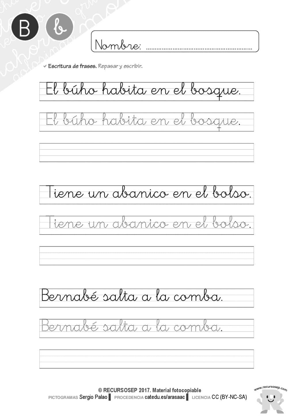 Taller de lectoescritura: CUADERNILLO LETRA B