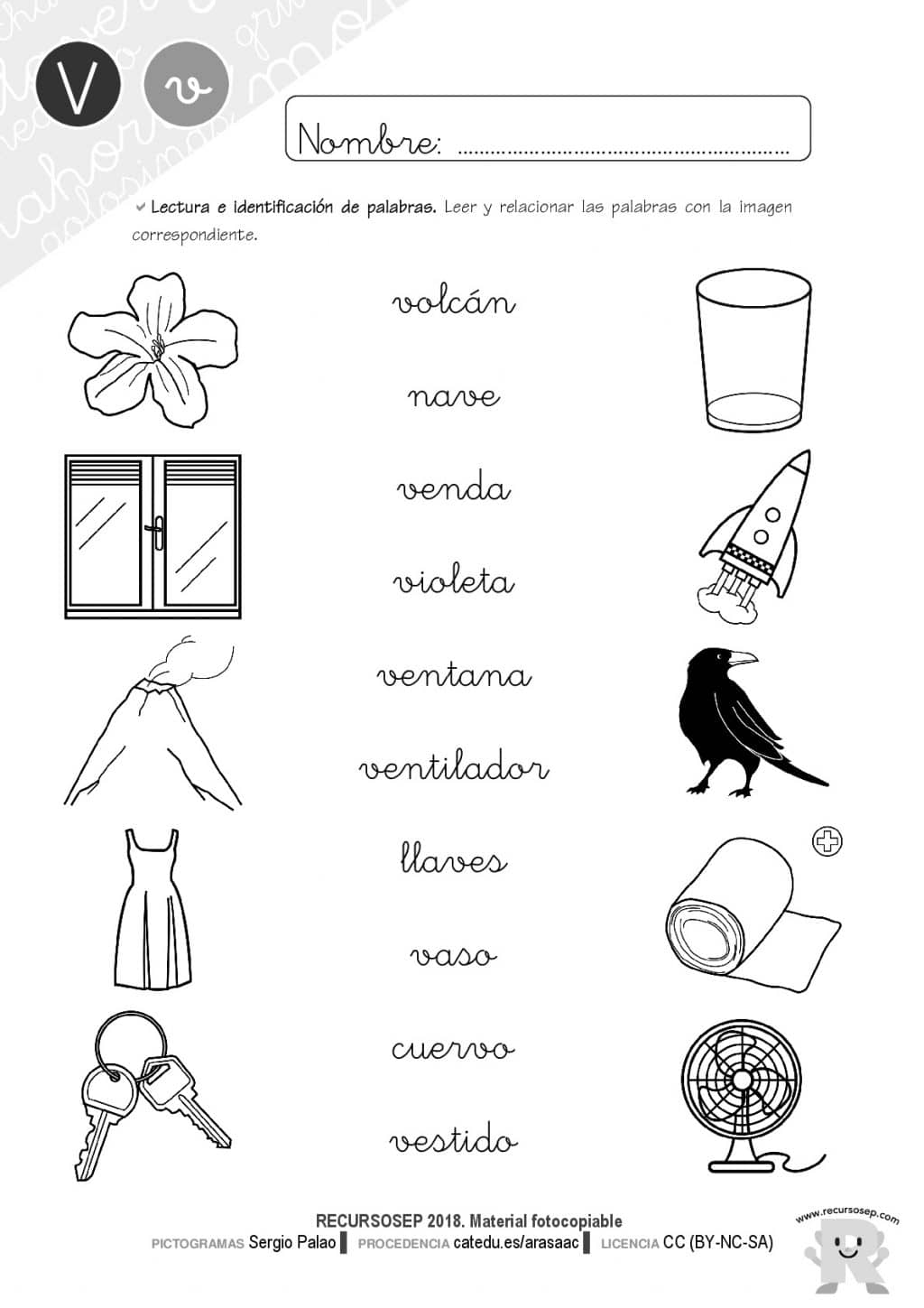 Cuadernillo de lectura y escritura: letra V