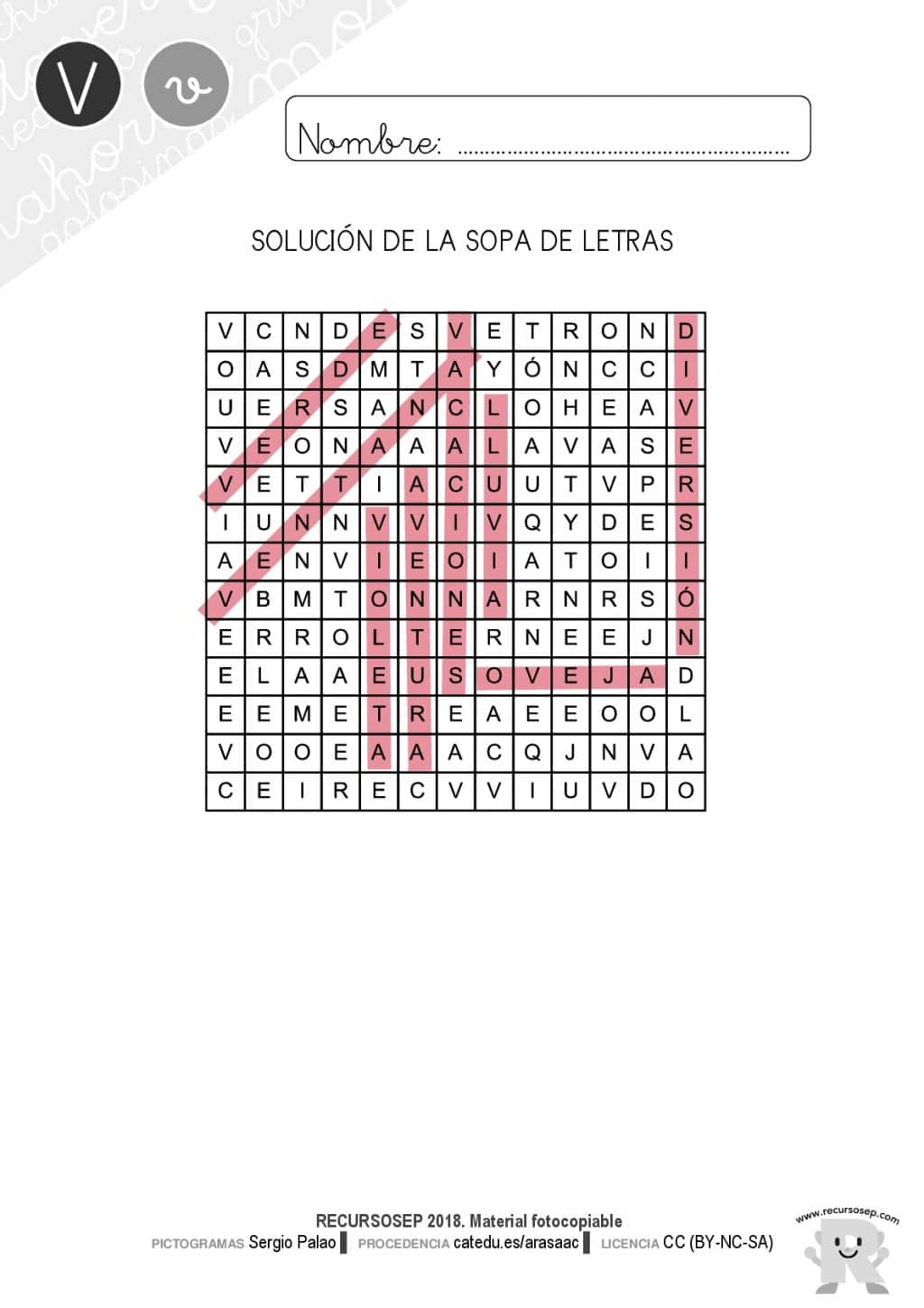 Cuadernillo de lectura y escritura: letra V