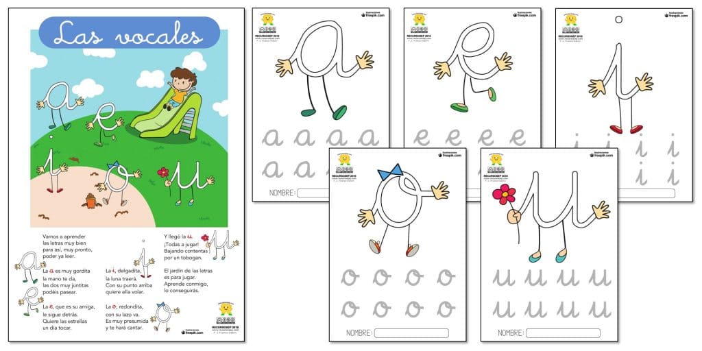 Poesía para aprender las VOCALES + 5 fichas para niños