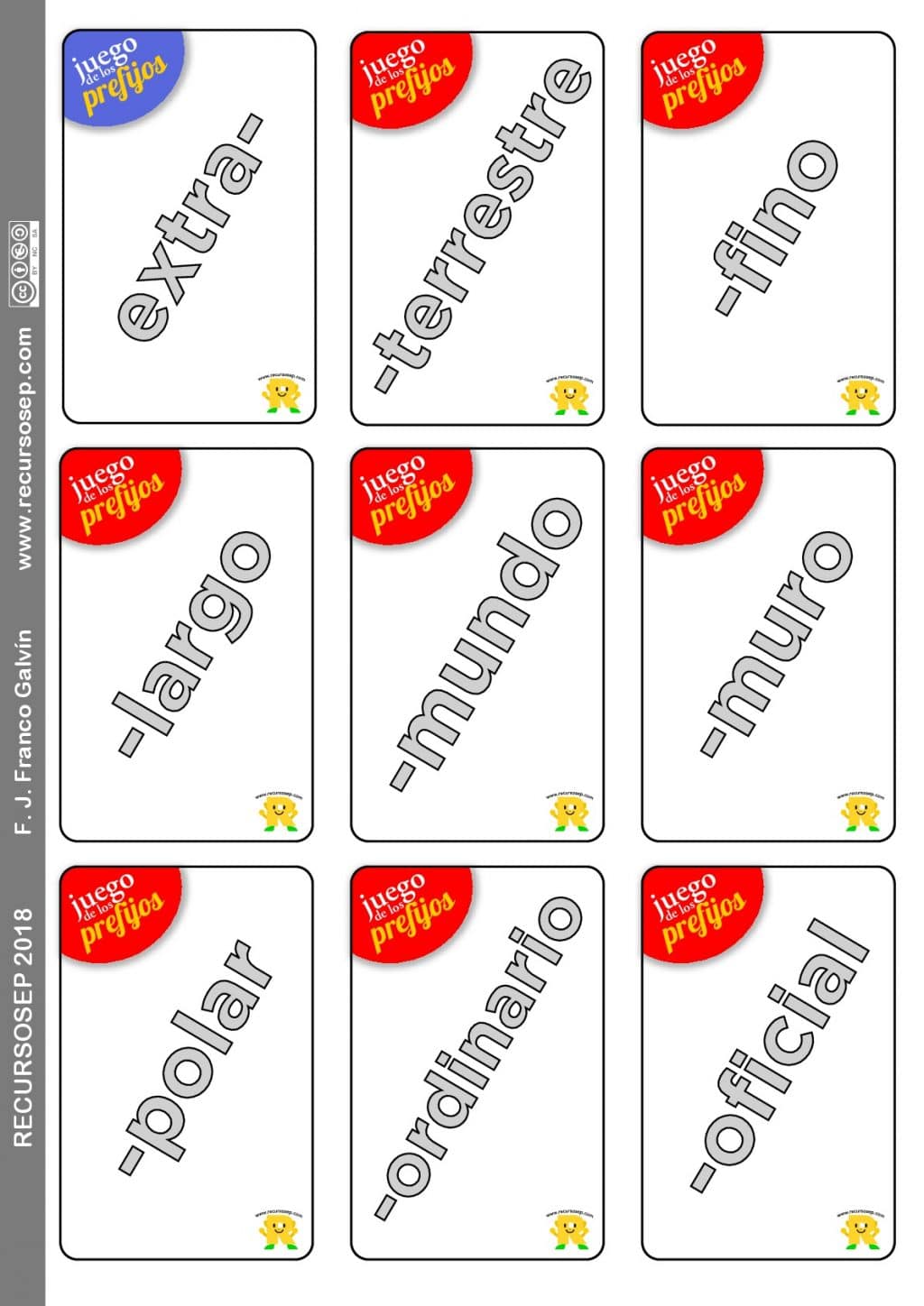 Juego de los PREFIJOS ¡¡¡162 tarjetas!!!