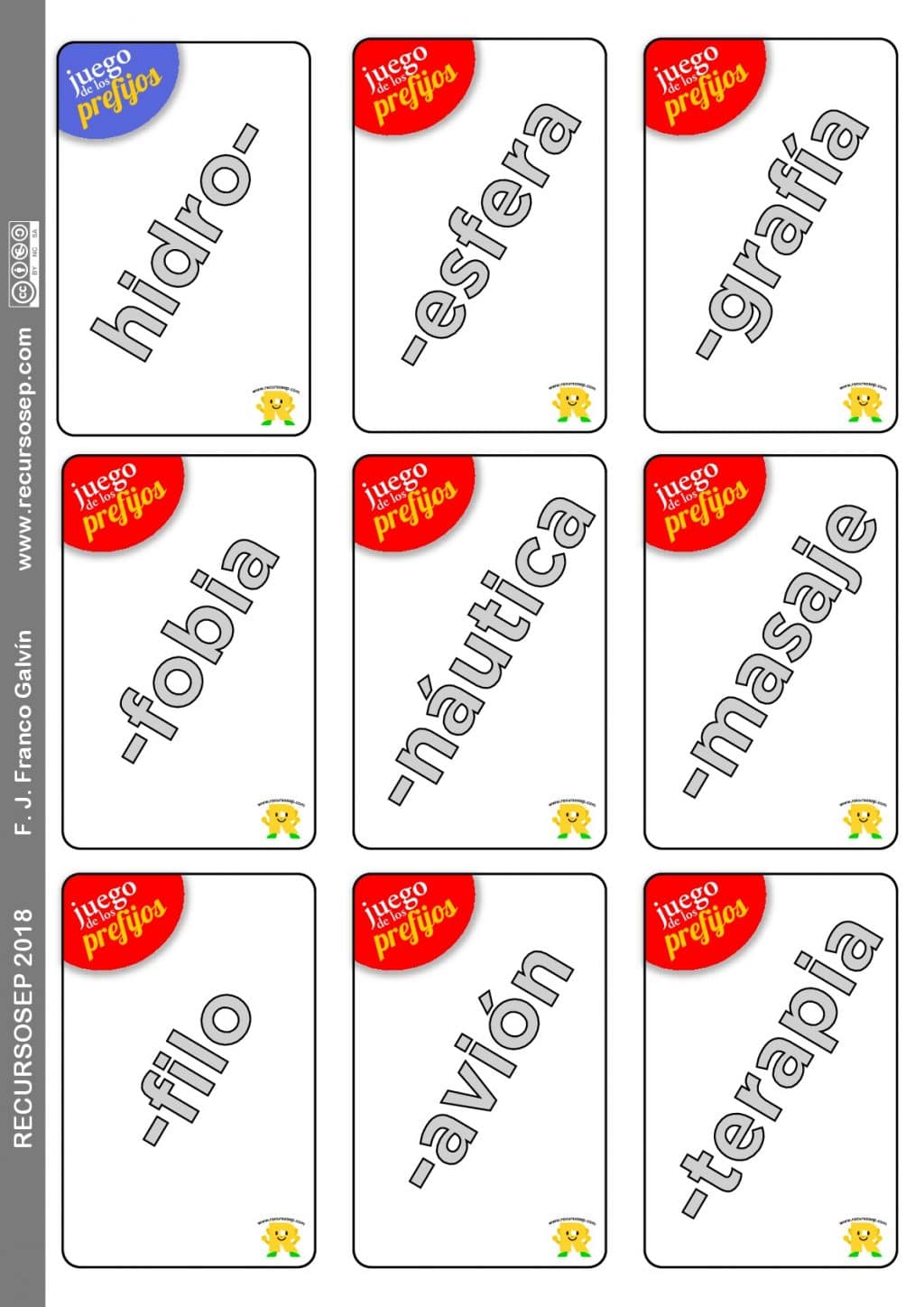 Juego de los PREFIJOS ¡¡¡162 tarjetas!!!