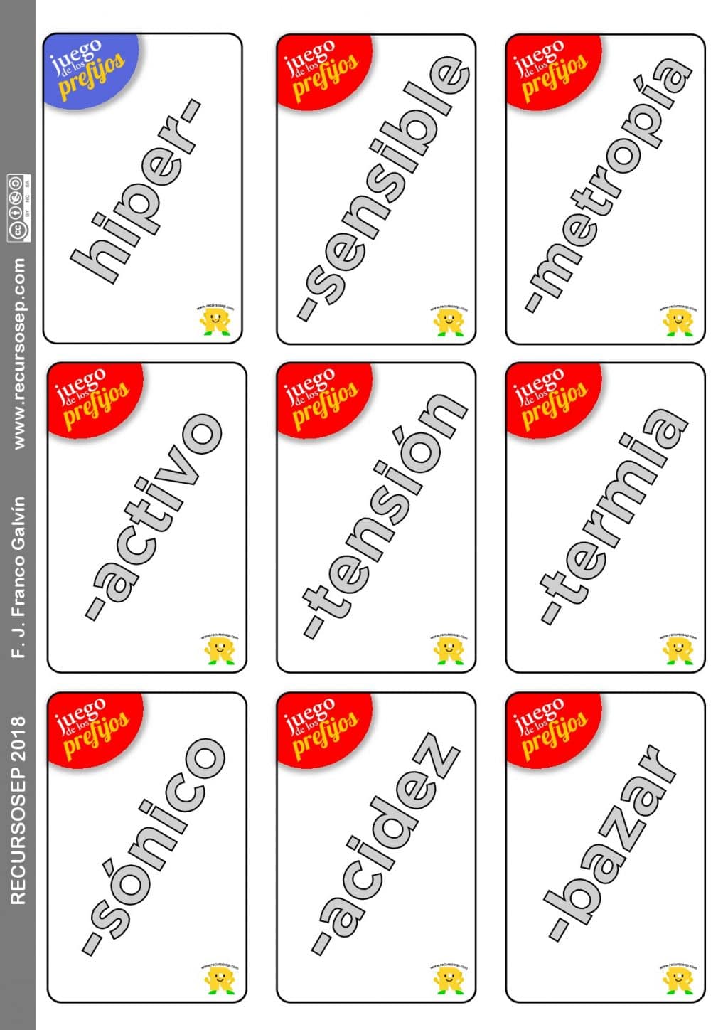 Juego de los PREFIJOS ¡¡¡162 tarjetas!!!