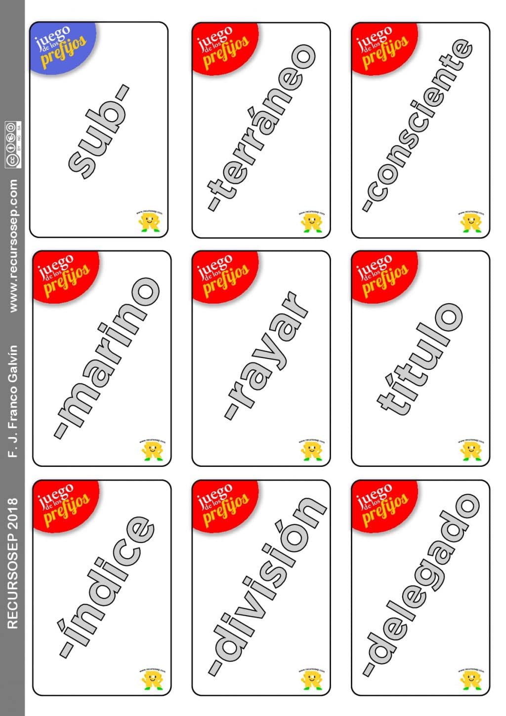 Juego de los PREFIJOS ¡¡¡162 tarjetas!!!