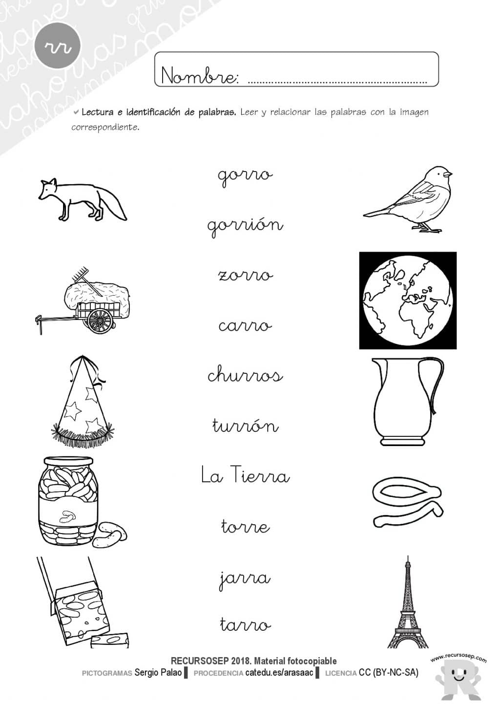 Cuadernillo de lectura y escritura: grupo RR