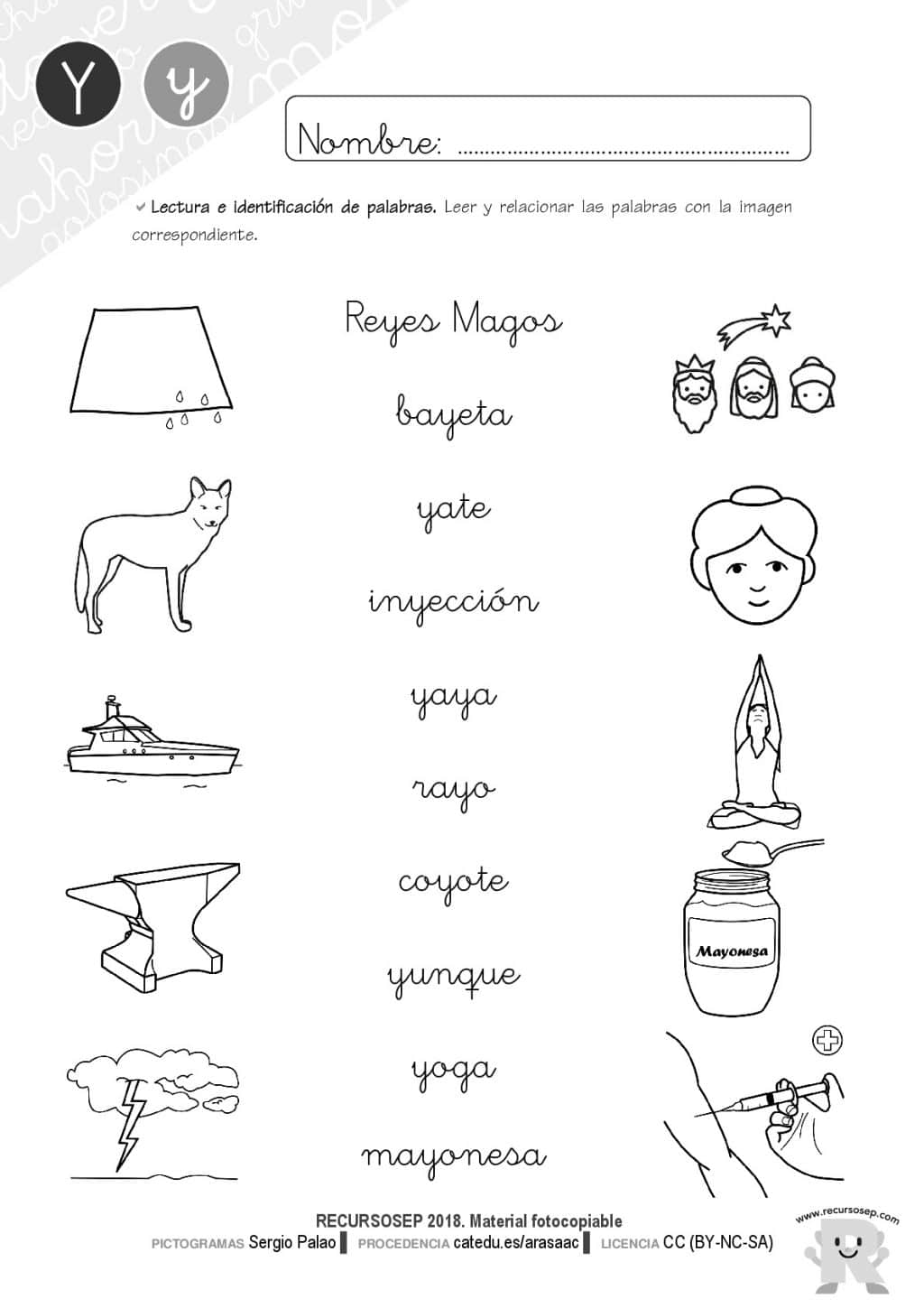 Cuadernillo de lectura y escritura: letra Y