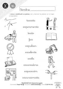 Cuadernillo de lectura y escritura: letra X