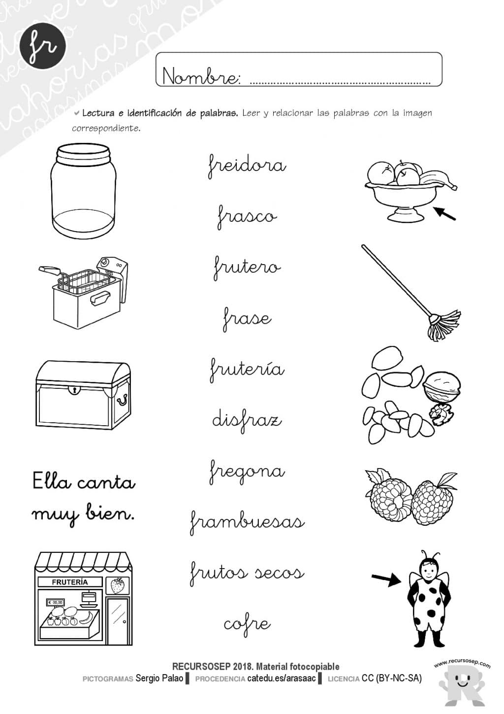 Cuadernillo de lectura y escritura: trabada FR