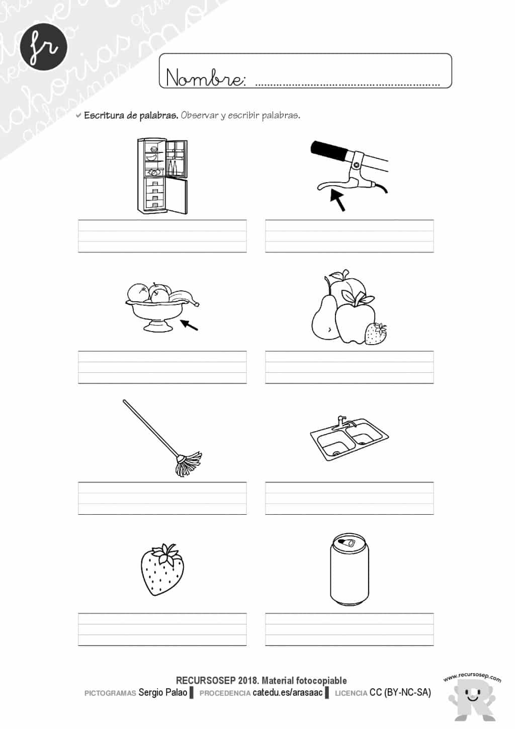 Cuadernillo de lectura y escritura: trabada FR