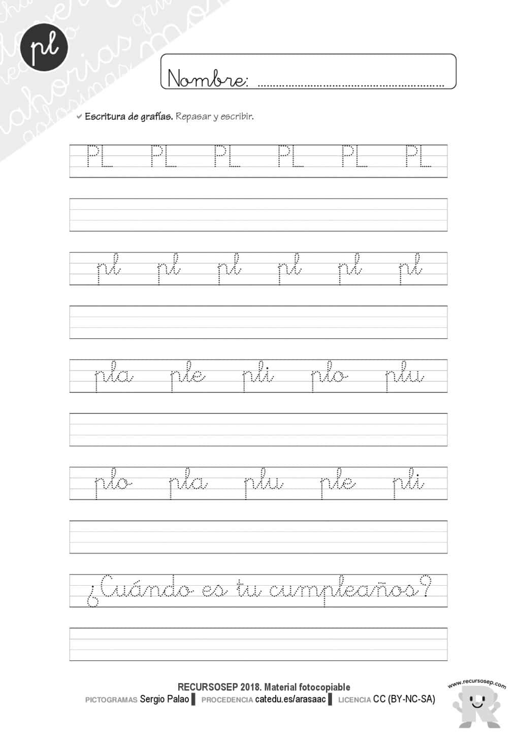 Cuadernillo de lectura y escritura: trabada PL