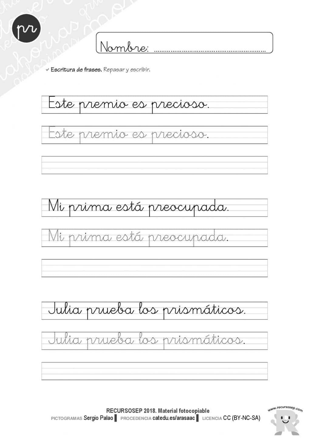 Cuadernillo de lectura y escritura: trabada PR