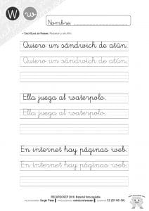 Cuadernillo de lectura y escritura: letra W