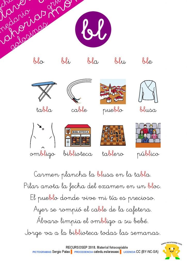 Cuadernillo de lectura y escritura: trabada BL