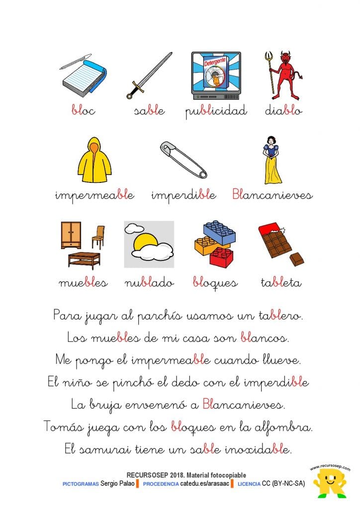 Cuadernillo de lectura y escritura: trabada BL