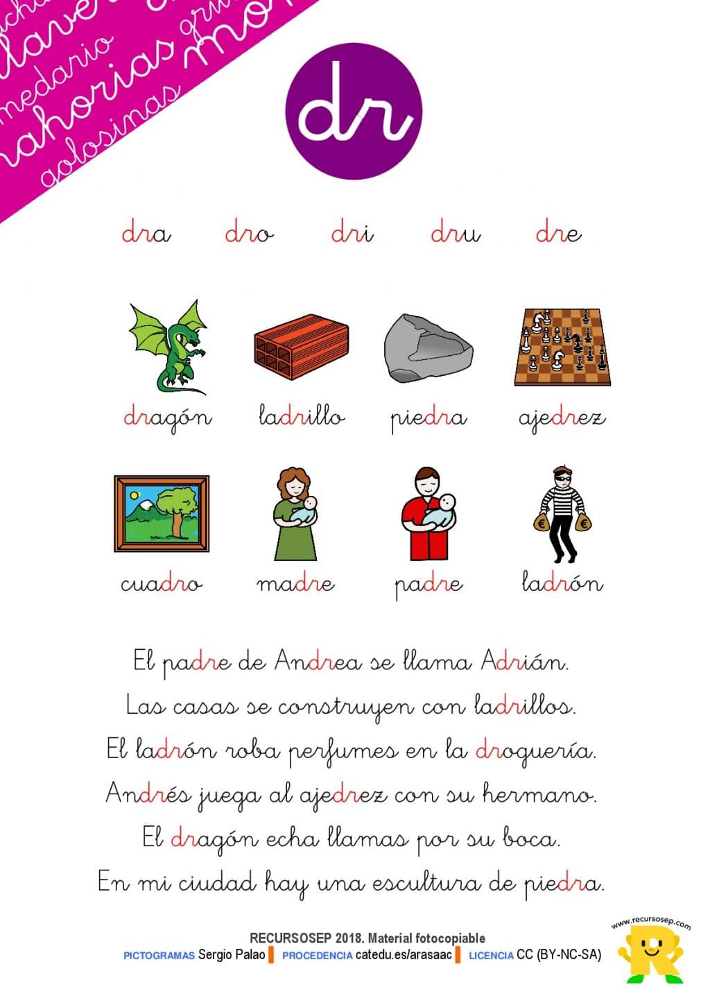 Cuadernillo de lectura y escritura: trabada DR