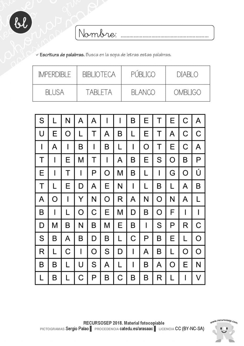 Cuadernillo de lectura y escritura: trabada BL