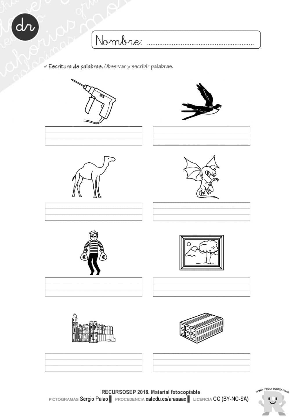 Cuadernillo de lectura y escritura: trabada DR