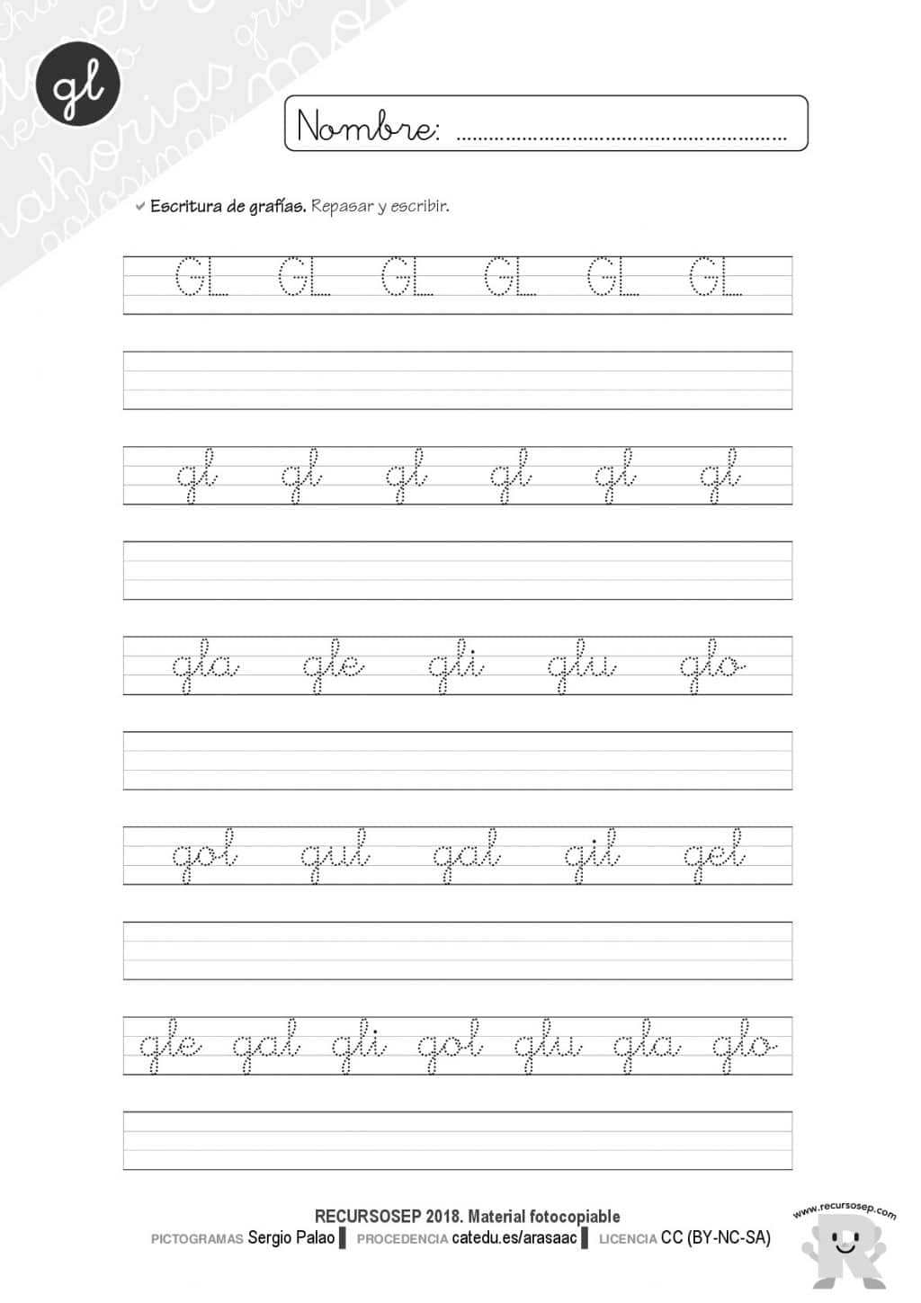 Cuadernillo de lectura y escritura: trabada GL