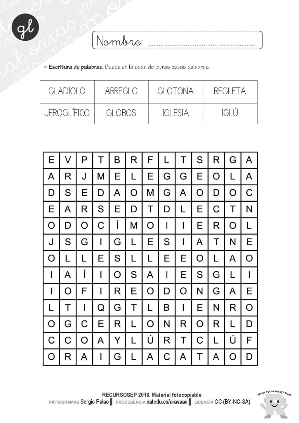 Cuadernillo de lectura y escritura: trabada GL