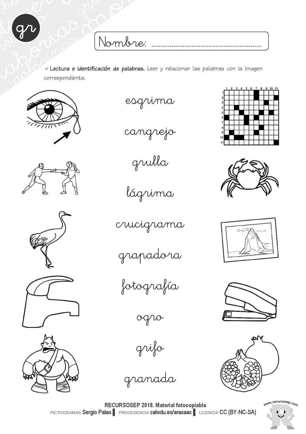 Cuadernillo de lectura y escritura: trabada GR