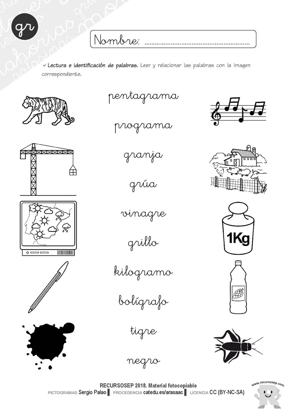 Cuadernillo de lectura y escritura: trabada GR