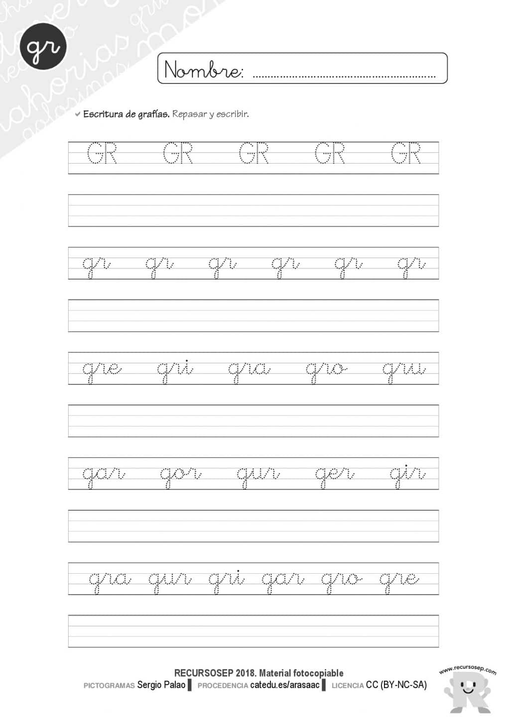 Cuadernillo de lectura y escritura: trabada GR