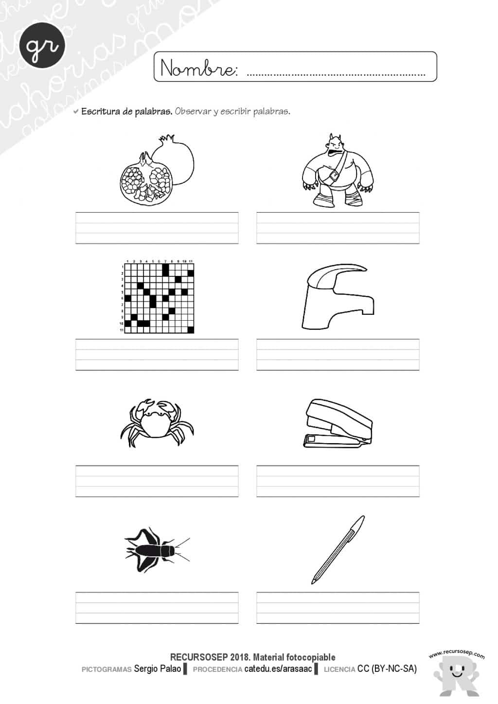 Cuadernillo de lectura y escritura: trabada GR