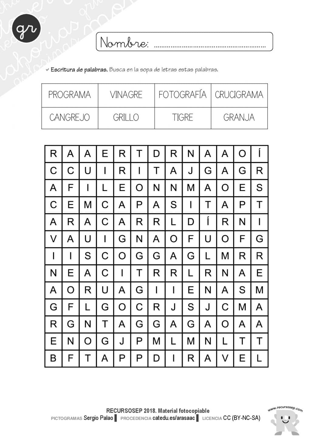 Cuadernillo de lectura y escritura: trabada GR