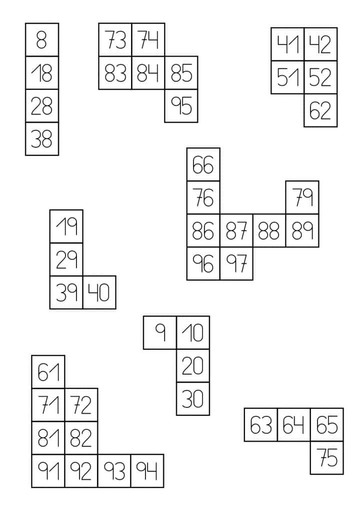 Puzles numéricos – Tabla del 100