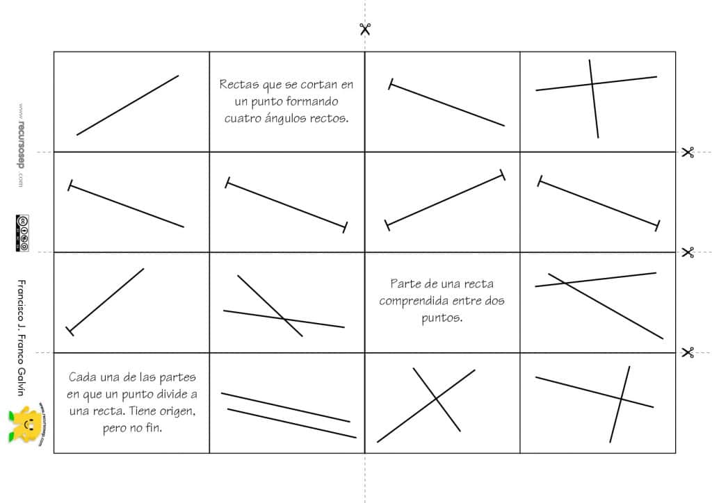 DOMINÓ: Elementos básicos en geometría (puntos, segmentos, rectas y ...