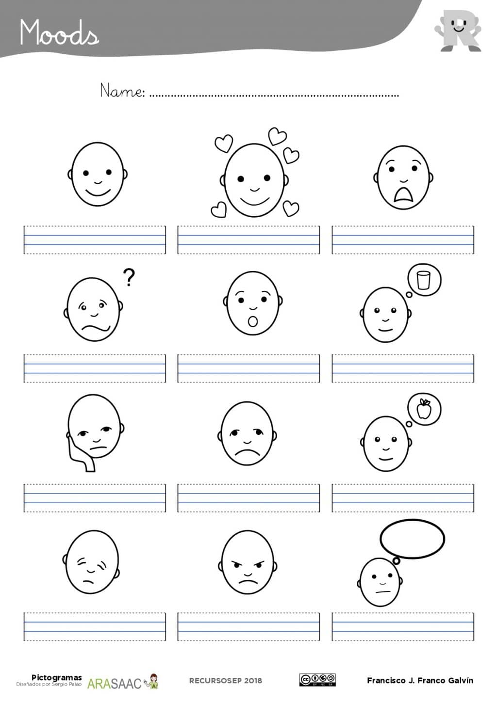 Moods – Flashcards and worksheet